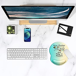 ITNRSIIET Ergonomic Mouse Pad with Gel Wrist Rest Support, Stay Positive Work Hard and Make It Happen Arrow Print Inspirational Quote Mouse Pad, Non-Slip PU Base for Computer, Laptop, Home, Office