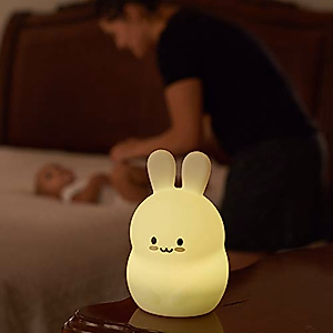 Lumipets Animal Kids Night Light, Silicone Nursery Light for Baby and Toddler, Squishy Night Light for Kids Room, Animal Night Lights for Girls and Boys, Kawaii Lamp, Cute Lamps for Bedroom (Bunny)