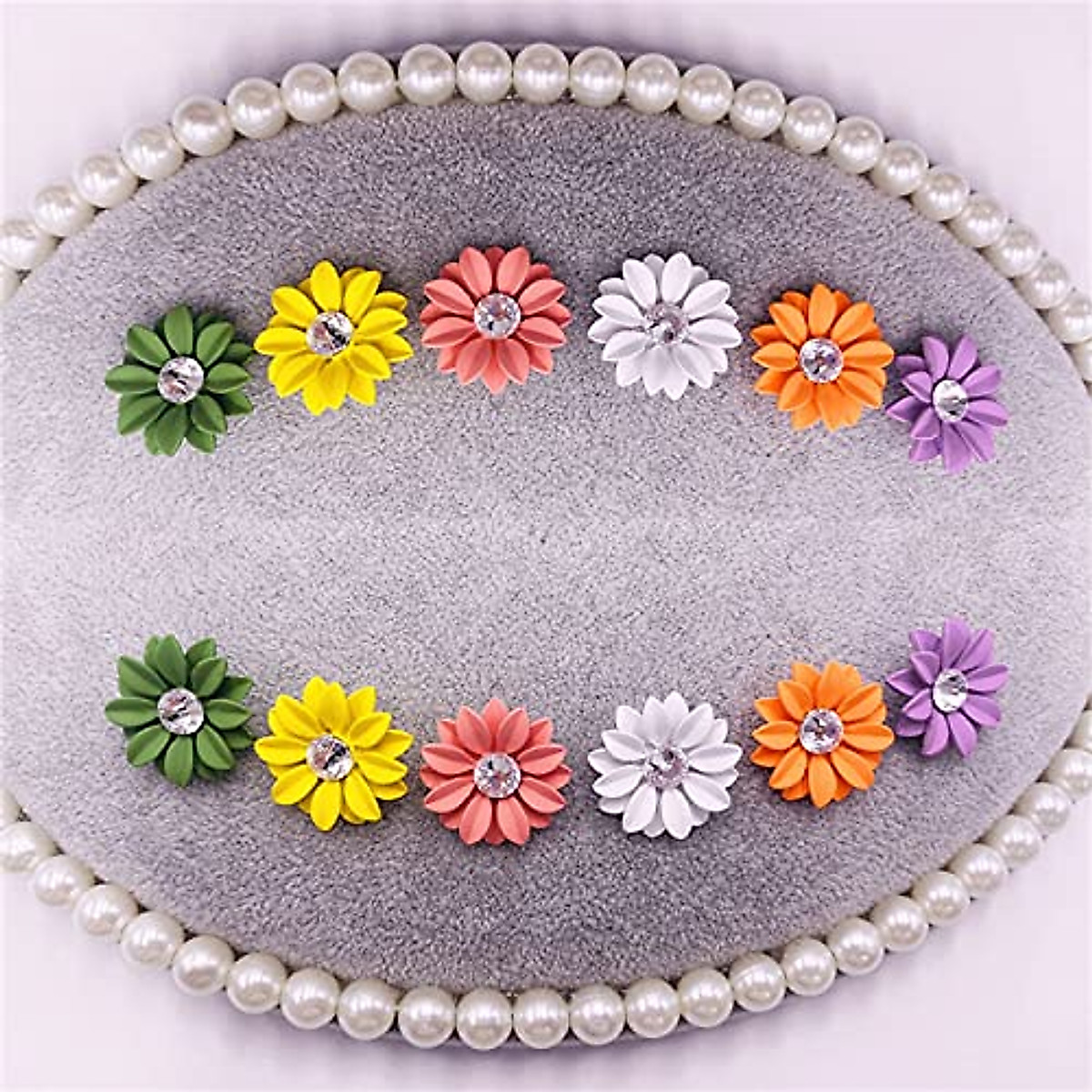 coadipress 8 Pairs Flower Stud Earrings Set for Women Bohemian Matte Flower Earrings With Gold Faux Flower Bud Chic Daisy Earrings Jewelry Gifts (6 Pairs Flower Studs)