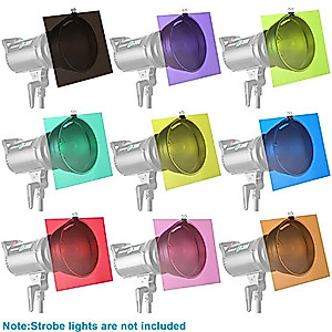 Neewer Correction Gel Light Filter Transparent Color 12x8.5 inches/30x20 centimeters 18 Sheet with 9 Colors: Red Blue Pink Cyan Purple Orange Green Yellow Black for Photo Studio Strobe Flash LED Light