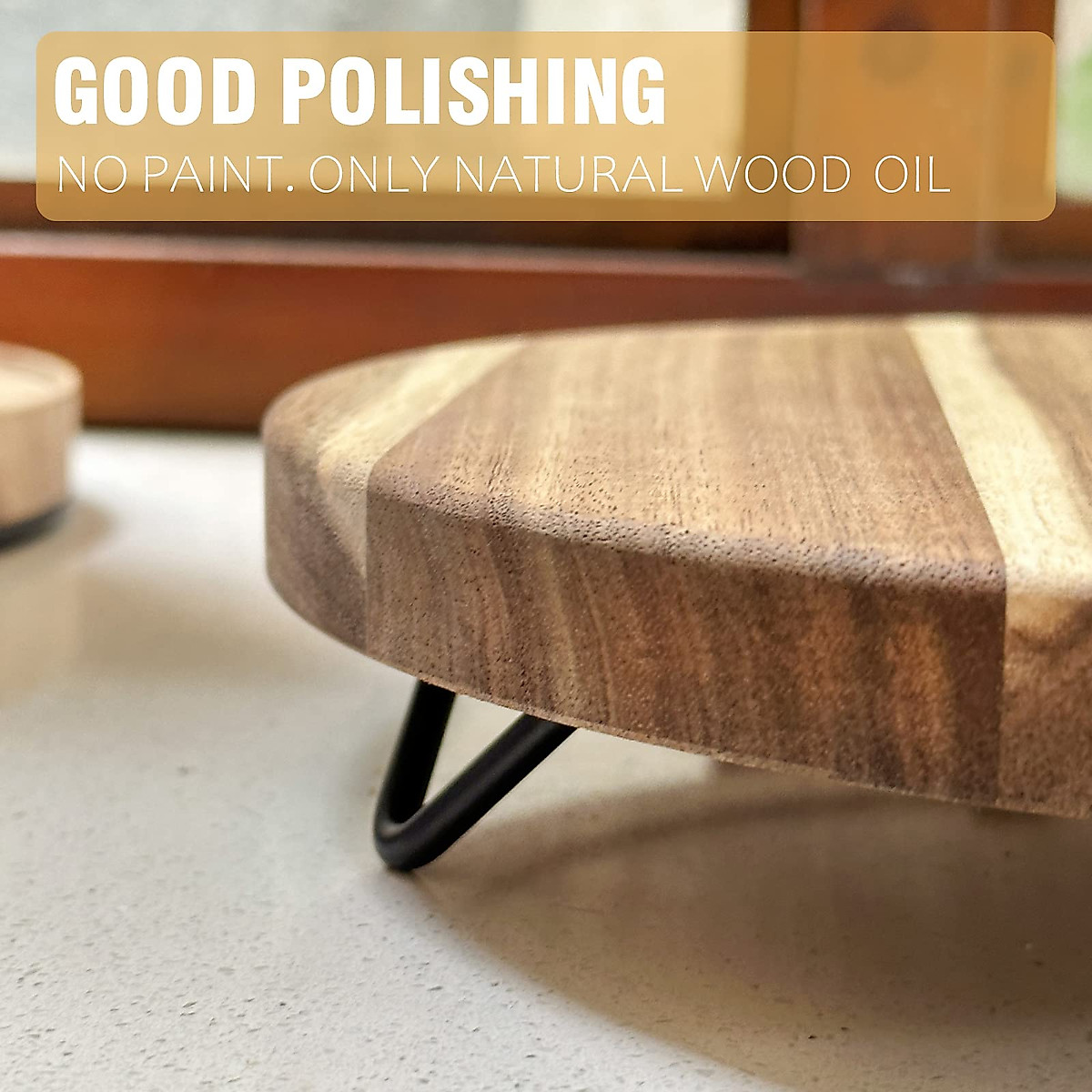 WILDMOS Decorative Round Wood Riser for Display,Pedestal Tray for Home or Kitchen and Bathroom Countertop Organizer,Farmhouse Kitchen Counter Decor Tray. (10-inch)