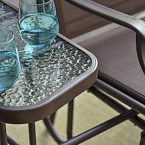 Outsunny Outdoor Glider Chairs with Coffee Table, Patio 2-Seat Rocking Chair Swing Loveseat with Breathable Sling for Backyard, Garden, and Porch, Brown