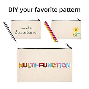 Legigo 10 Pack Blank DIY Craft Bag Canvas Pencil Case Blank Makeup Bags- Beige Canvas Pencil Pouch Bulk Canvas Cosmetic Bag Multi-Purpose Travel Toiletry Bag Canvas Zipper Bags (8.3 × 5 Inch)