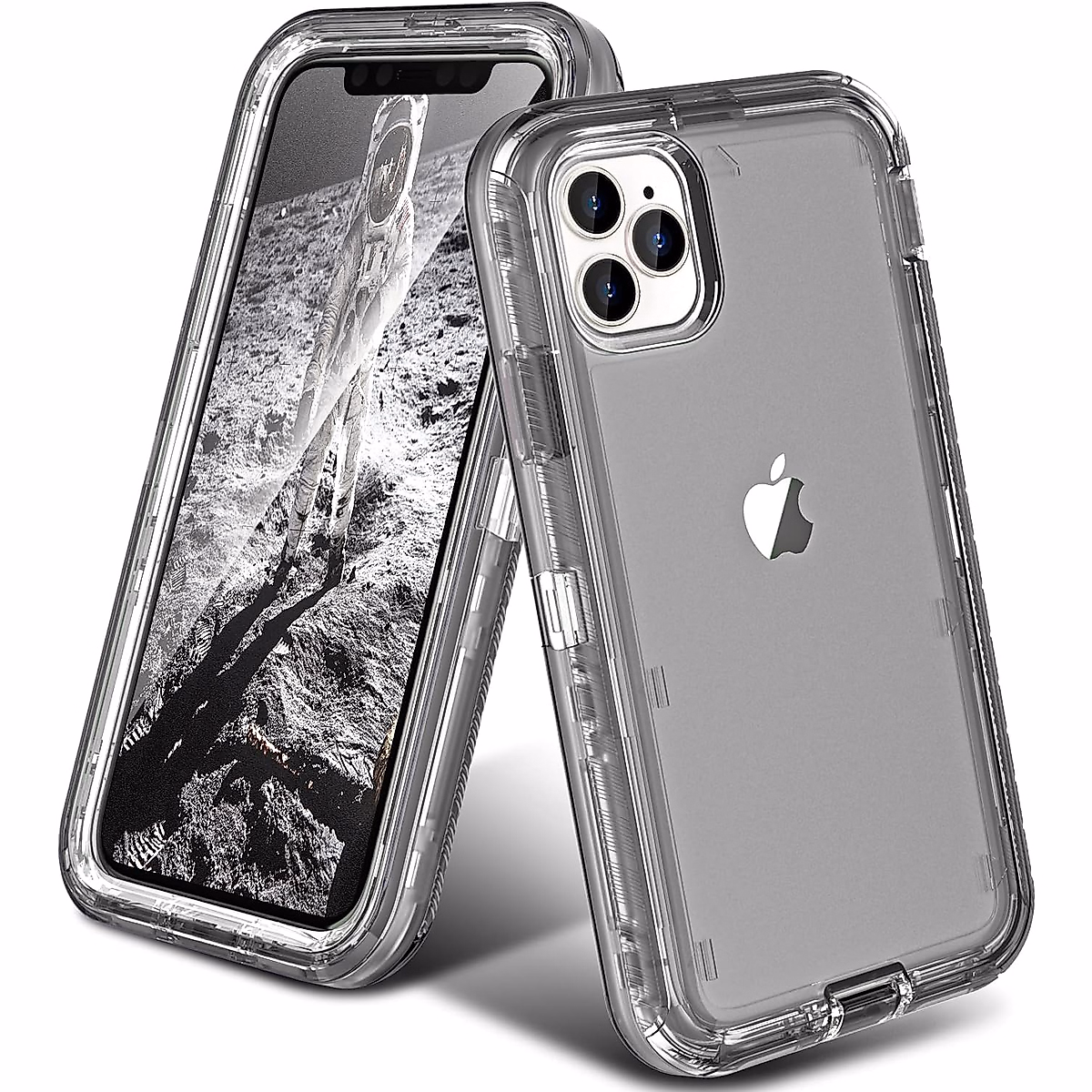 ORIbox for iPhone 14 Pro Max Case Gray, [10 FT Military Grade Drop Protection], Transparent Heavy Duty Shockproof Anti-Fall Case for iPhone 14 Pro Max Phone Case,6.7 inch,3 in 1, Crystal Gray