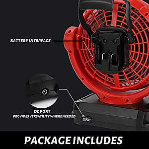 Cordless Fan for Milwaukee, 14" 3500CFM Floor Fan Powered by Milwaukee M18 18V Battery/AC Adaptor, Battery Operated Camping Fan for Outdoor Warehouse Gym Factory Travel, 3-Speed Jobsite Industrial Fan