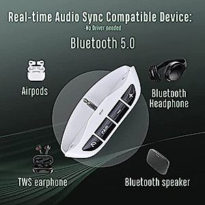 Uberwith PS5 Bluetooth Adapter for PS5 Accessories BT 5.0 Wireless Audio Transmitter for PS5 Controller with Low Latency for AirPods Bose Sony Headphone Speakers Earbuds(White)