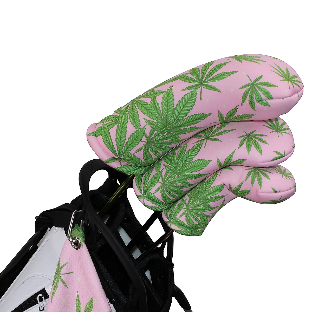 Pink Marijuana Leaf Driver 460cc Club Headcover Handmade by BeeJos