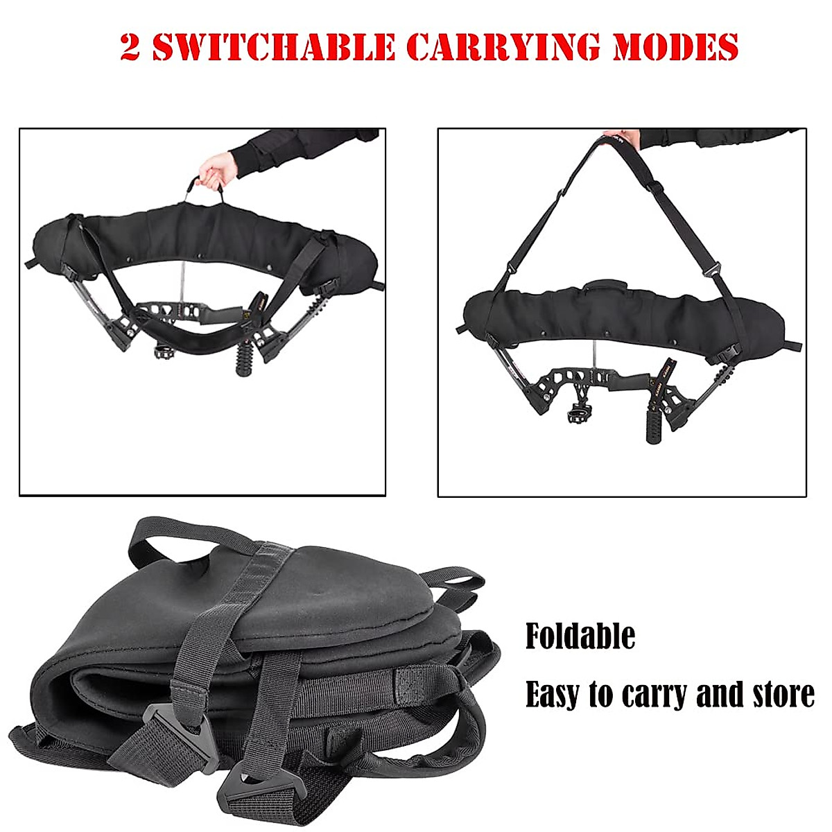 ZSHJGJR Archery Compound Bow Sling String Protector Compound Bow Cams Sling Case Carrying Shoulder Strap Holder Compound Bow Accessories for Outdoor Hunting (black)