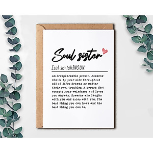 EruditeGifts Soul Sister Definition Card - Birthday Gift Soul Sister - Funny Sibling Card - Best Friend Birthday Card - Sister Card
