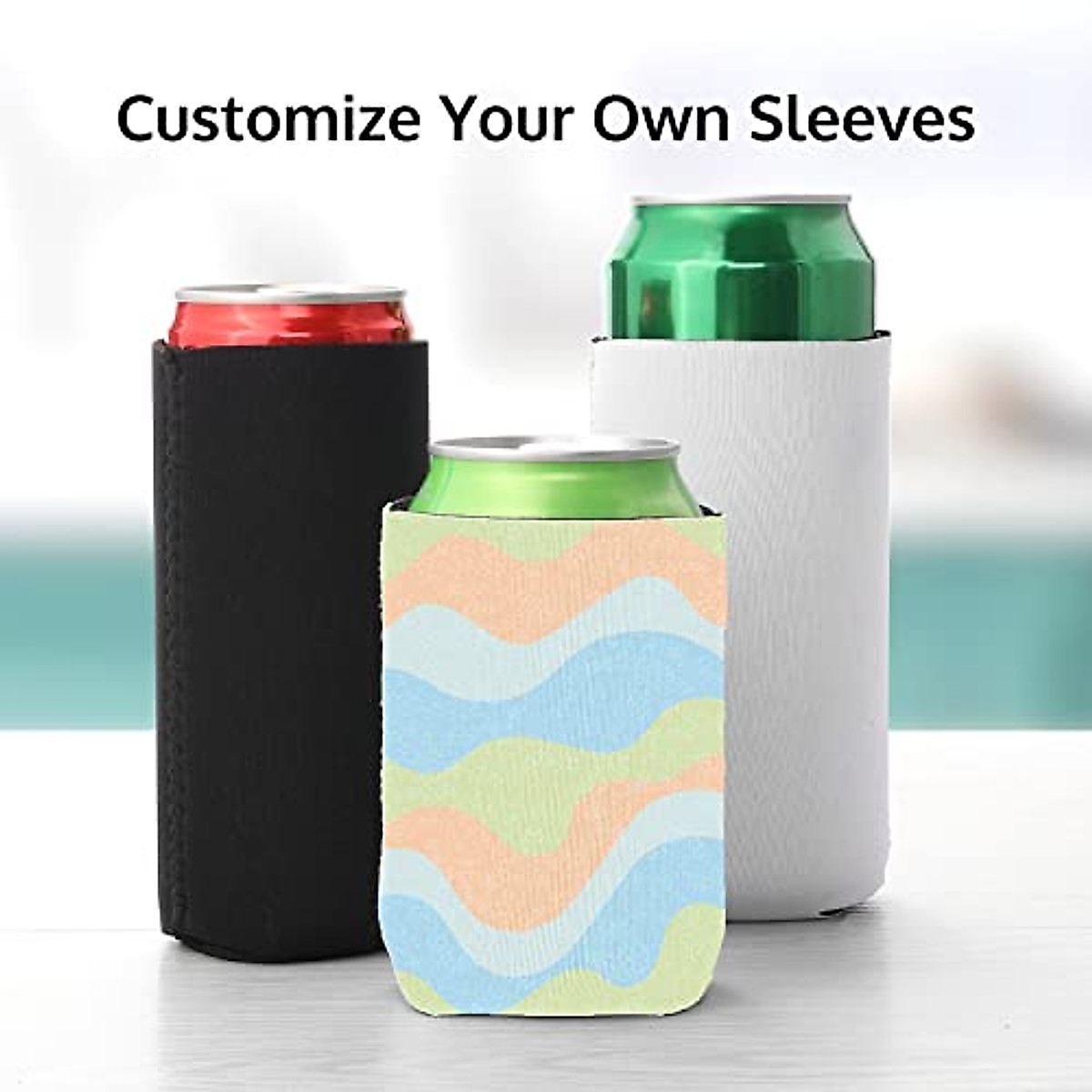 Blank Beer Can Coolers (60-Pack) Plain Bulk Collapsible Soft Insulated Blanks for Soda, Personalized Sublimation Sleeves for Weddings, Bachelorette Parties, HTV Projects (Black&White)