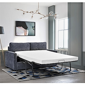 US Pride Furniture 70-Inch Convertible Sleeper Sofa with Memory Foam Mattress, 3-Seater Full Size Bed Couch for Living Rooms, Designed with Corduroy Fabric, Grey