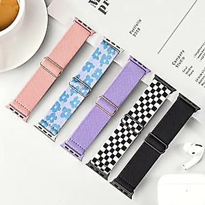 Cangroo 5 Pack Stretchy Nylon Bands Compatible with Apple Watch Band 38mm 40mm 41mm 42mm 44mm 45mm 49mm for Women Men, Elastic Solo Loop Braided Wristbands for iWatch SE Ultra Series 8 7 6 5 4 3 2 1