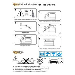 Deebior 2pcs in Channel Dark Smoke Tinted Sun Rain Guard Wind Deflector Window Visors Wind Deflectors Compatible with 1993-2011 Ranger 92083
