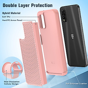 JXVM for T-Mobile REVVL V Phone Case 4G: Dual Layer Protective Heavy Duty Cell Phone Cover Shockproof Rugged with Non Slip Textured Back - Military Protection Bumper Tough - 6.52inch (Cute Pink)