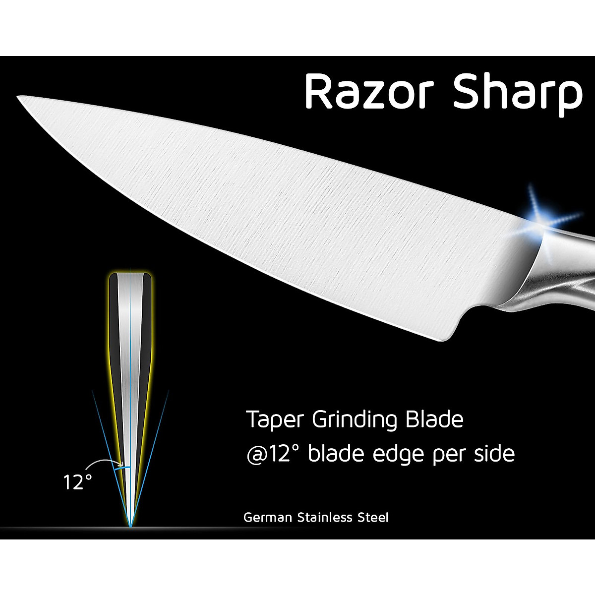 WELLSTAR Chef Knife, 6 Inch Kitchen Chef’s Knife Sharp High Carbon Stainless Steel Cooking Knife for Meat Sushi Vegetable Fruit Cutting Slicing Dicing, Useful Kitchen Gadget