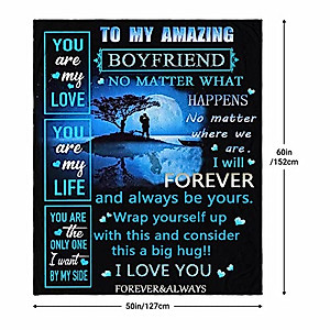 to My Amazing Boyfriend Blanket from Girlfriend 60"×50",Best for Him Boyfriend,Unique Birthday Gifts for Boyfriend,Valentines Day Gifts for Boyfriend,Throw Blanket for Boyfriend