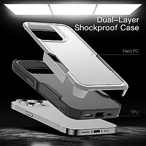 JETech Case for iPhone 14 Pro 6.1-Inch, Heavy Duty Dual-Layer Rugged Protection, Shockproof Protective Tough Phone Cover with Matte Back (White)
