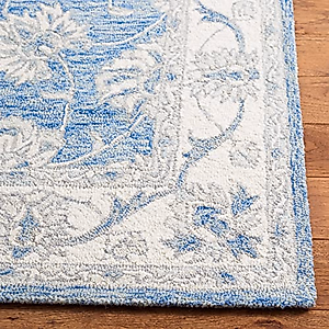 SAFAVIEH Micro-Loop Collection Accent Rug - 2' x 3', Blue & Ivory, Handmade Wool, Ideal for High Traffic Areas in Entryway, Living Room, Bedroom (MLP536M)