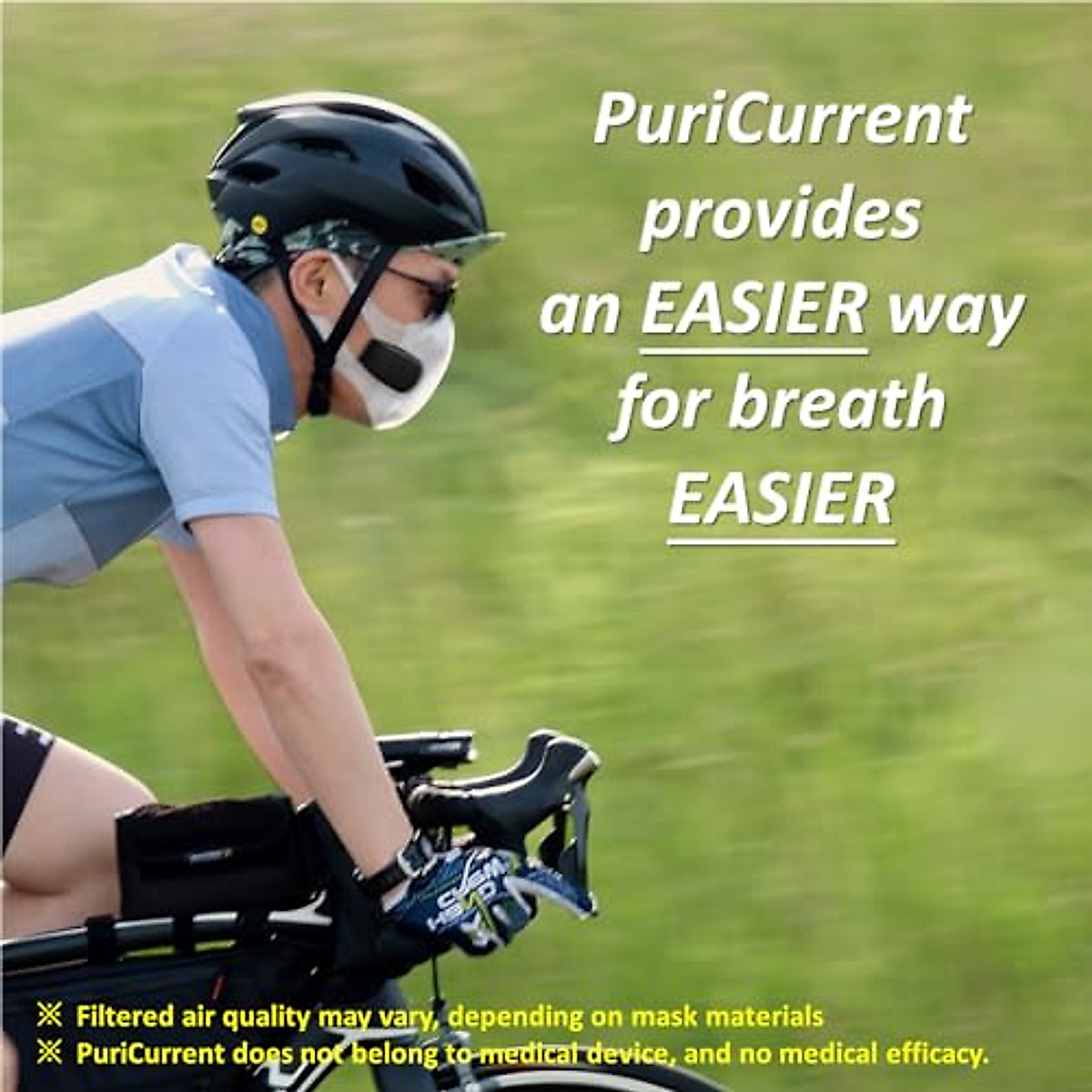 PuriCurrent-Smart, Breathe easy and ventilating by extra air, when wearing face mask or respirator. Auto-detect and regulate humidity by this Mask Fan & Personal Purifier, for more efficient (Gray)