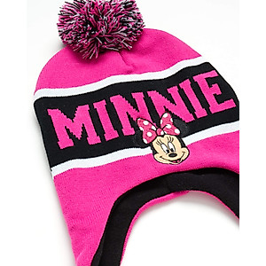 Disney Girls Minnie Mouse Winter Hat and Mitten or Glove Set (Toddler/Little Girls), Size Age 4-7, Minnie Pink With Black Gloves