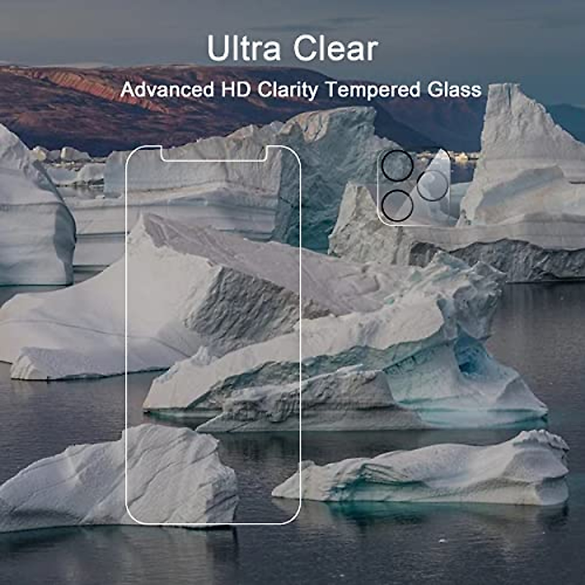 Ailun 2 Pack Screen Protector for iPhone 11 Pro[5.8 inch] + 2 Pack Camera Lens Protector,Tempered Glass Film,[9H Hardness] - HD