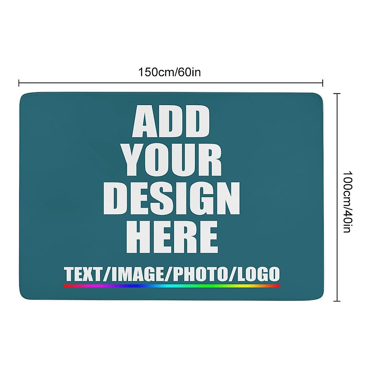 YTEBSIUA Custom Funny Welcome Doormat Personalized Logo Photo Text Door Mats Decorative Entrance Floor Mat Non-Slip Indoor Outdoor Rug Housewarming,60x40inch Blue Green