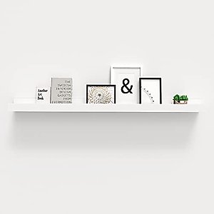 Ballucci Floating Wall Shelf, 35" Wall Mounted Long Picture Ledge Wood Shelf for Nursery, Living Room, Bedroom, Kitchen - White
