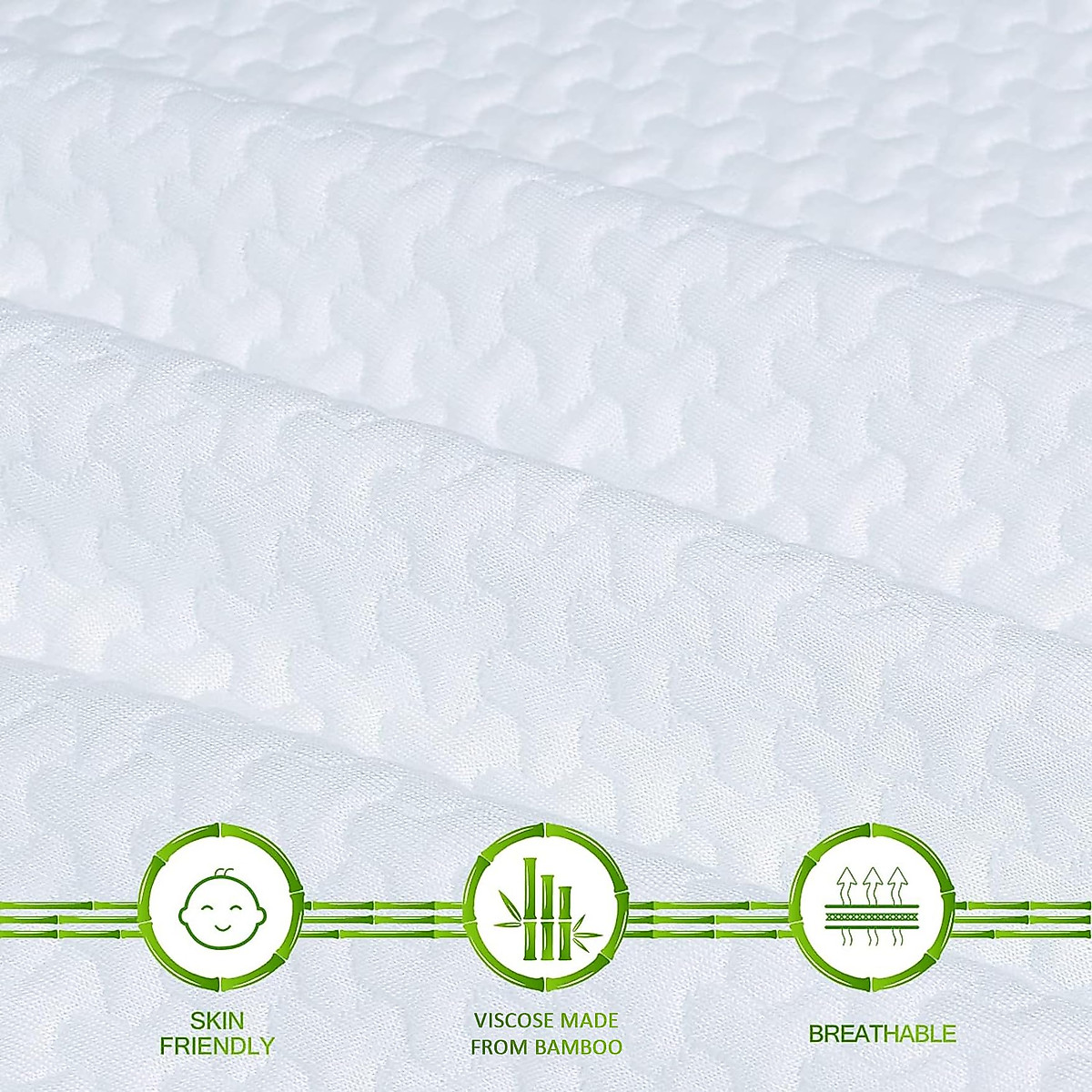 3 Inch Mattress Topper Cover Full Cooling Bamboo Rayon Zippered Cover with Adjustable Straps for Latex Memory Foam Mattress Topper