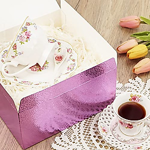 WholeMy Glossy Purple Gift Boxes 10 Pack 8x8x4 Inches, Holographic Gift Boxes with Lids, Gift Boxes for Presents, Bridesmaid Proposal Box - for Wedding, Birthday, Party, Crafting, Anniversary, Christmas