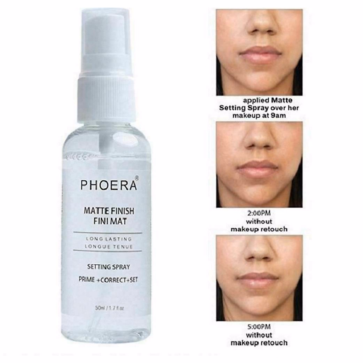 AQUAPURITY Phoera Makeup Setting Spray 3 In 1 Fixer, Primer & Corrector Matte Finish, Makeup Sealer Spray Long Lasting16Hr Wear Face Make Up Foundation Light Weight Beauty Blender