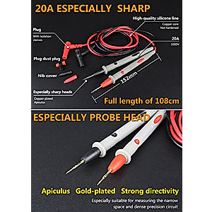 DARKBEAM Multimeter Test Meter Leads with Banana Plug Digital Clamp Tester Voltmeter Probe Test Probes Leads for Multimeter Electronic Test Leads Multimeter Accessories 20A Especially Sharp Model