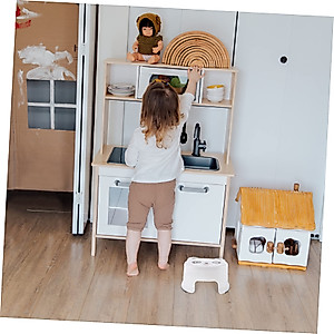 Homoyoyo Cartoon Plastic Stool Baby Sink Stools for Adults Round Ottoman Stool Kids Stools Home Step Stool Safety Steps Bathroom Chair Aldult Child White Plastic Chair