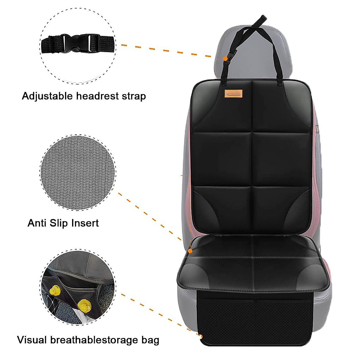 Binazon Car Seat Protector Cover for Baby/Child & Pet, 2 Pack Water and Stain Protection Car Seat Cover with Thick Padded + Storage Bag, Child Car Seat for SUV, Sedan & Truck
