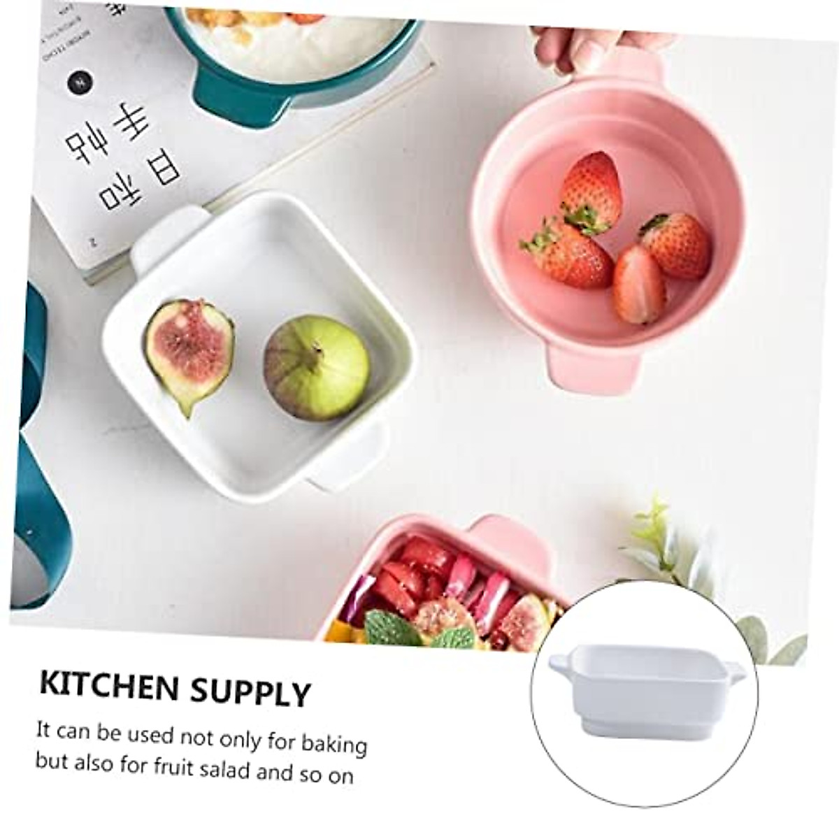 FELTECHELECTR 1pc Ceramic Bakeware Decorative Tray Mini Loaf Baking Pans Food Trays Pie Plate Grill Plate Pottery Baking Plate Rice Bowl Kitchen Supply Vegetable Tray Bread White Ceramics Mold