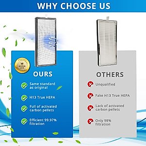 40 Replacement Filter H13 HEPA 40 Filter - Compatible with 40 3-in-1 Filters Contains High-Efficiency Activated Carbon Filter, 2 Pack 40 Filter
