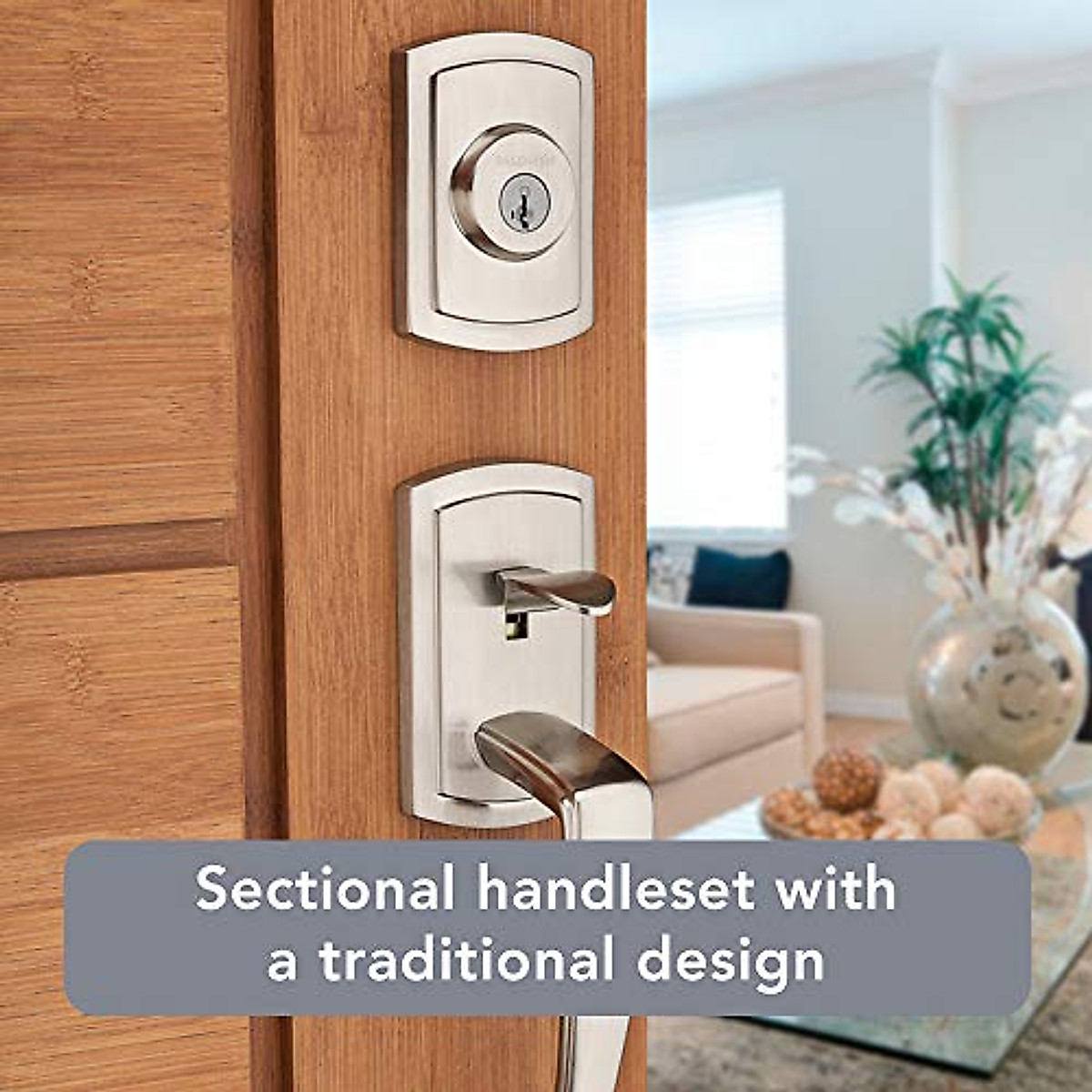 Baldwin Nautica, Front Entry Handleset with Interior Lever, Featuring SmartKey Deadbolt Re-Key Technology and Microban Protection, in Satin Nickel