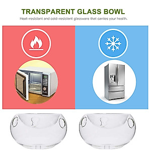 Housoutil 1pc Double Wall Glass Salad Bowl, Handmade Dry Ice Artistic Conception Glass Cooking, Clear Hollowware Bowl, Microwave, Freezer and Dishwasher Safe for Kitchen Home Housewarming Party
