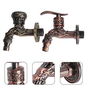 Hemoton Bathtub Faucet 2pcs 1/2 Vintage Antique Water Control Sink Faucet Retro Wall Mounted Washing Machine Faucet for Kitchen Sink Mop Pool Bathtub Faucets Utility Sink Faucet