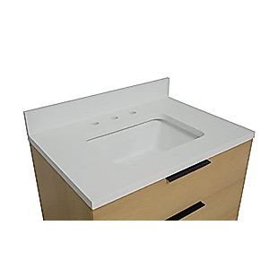 Kitchen Bath Collection Oslo 30-inch Floating Wall-Mounted Bathroom Vanity: Includes Blonde Wood Cabinet with Matte White Countertop and White Ceramic Sink