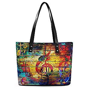 Womens Handbag Music Notes Leather Tote Bag Top Handle Satchel Bags For Lady