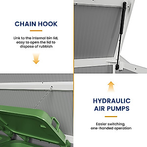 Amopatio 41 Cu Ft Horizontal Outdoor Storage Shed, Resin Trash Can Storage for Garden Tools, Lawn Mowers, Garbage Cans