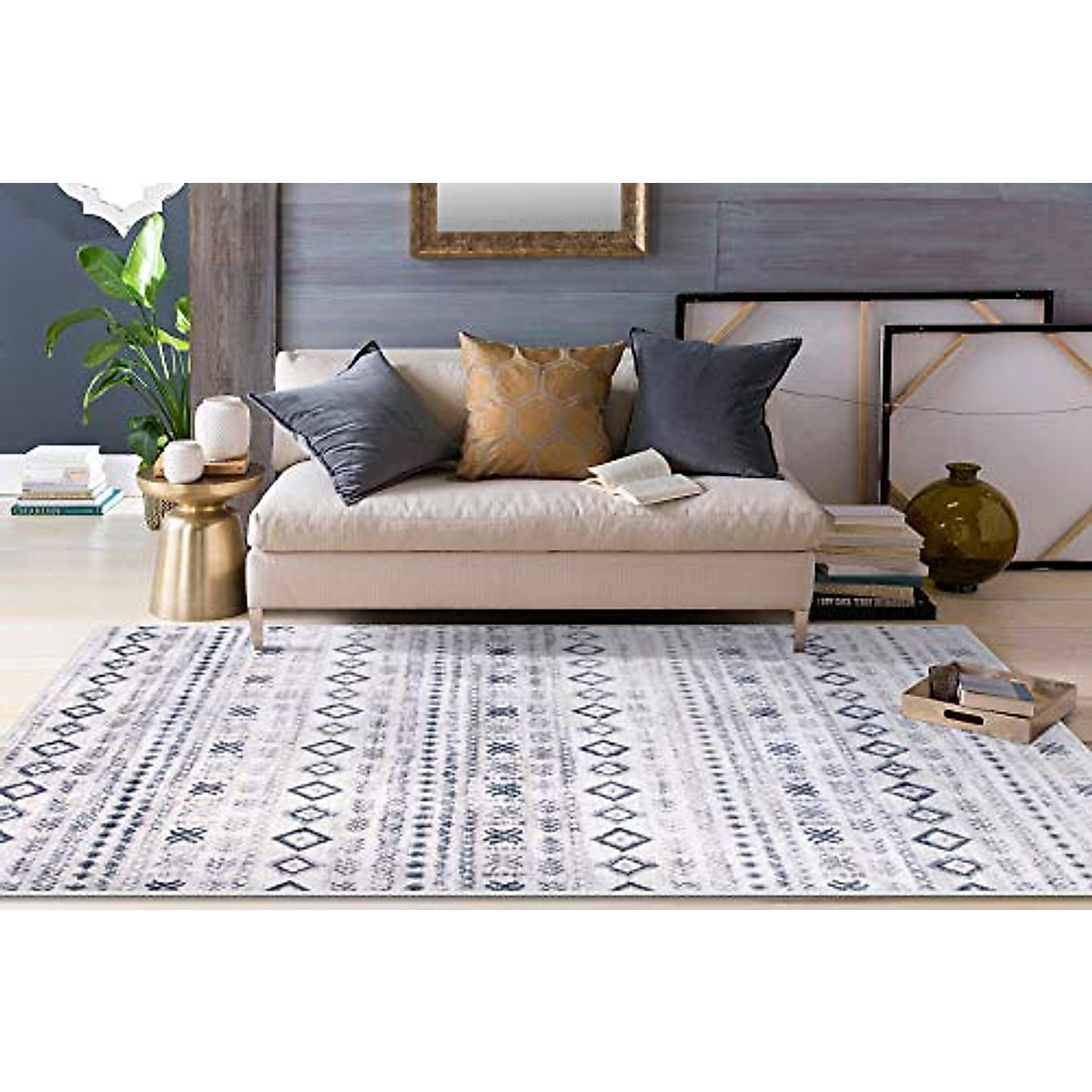 Rugshop Tribal Bohemian Vintage Area Rug 5' x 7' Cream