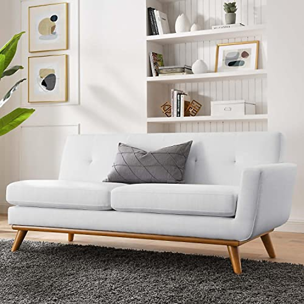 Modway Engage Upholstered Fabric Right-Arm Loveseat, White