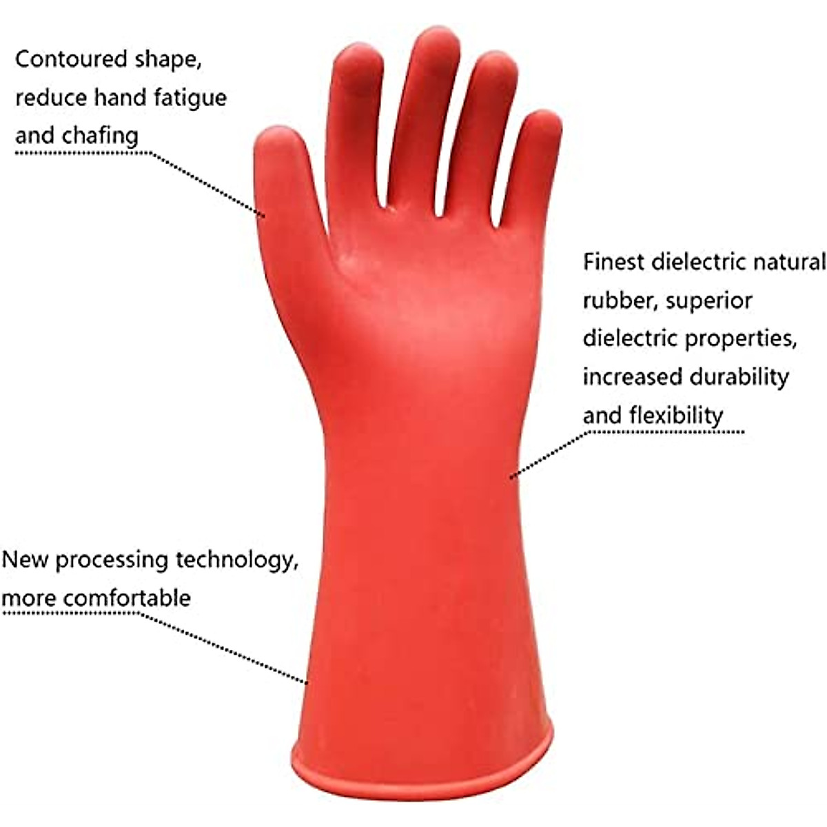 DJDEEK Electrical Insulated Lineman Rubber Gloves Electrician High Voltage Hand Shape Waterproof Safety Protective Work Gloves 12KV Insulating for Man Woman