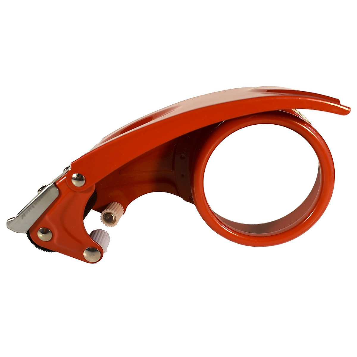 Heavy Duty Steel Packing Tape Dispenser - for 2 inch Wide Tape with 3 inch Inner Paper Core - Hand-Held Professional Quality Metal Packaging Tape Dispenser for Sealing Moving and Shipping Boxes, Red