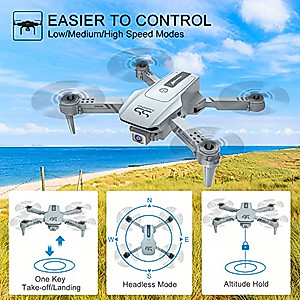 ScharkSpark Drone with 2K HD FPV Dual Camera for Adults and Kids, Mini RC Drone with 3D Flips/Altitude Hold/Headless Mode/Gesture Selfie/Waypoint Flight, 2 Batteries and Case, Gifts for Boys and Girls