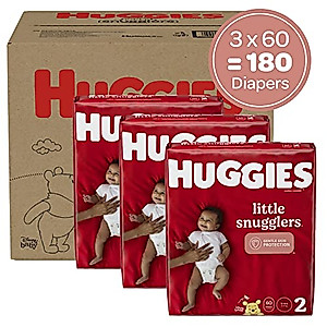 Baby Diapers Size 2 (12-18 lbs), 180ct, Huggies Little Snugglers