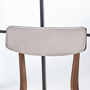 Christopher Knight Home Abrielle Mid-Century Modern Dining Chairs with Rubberwood Frame, 2-Pcs Set, Light Beige / Natural Walnut