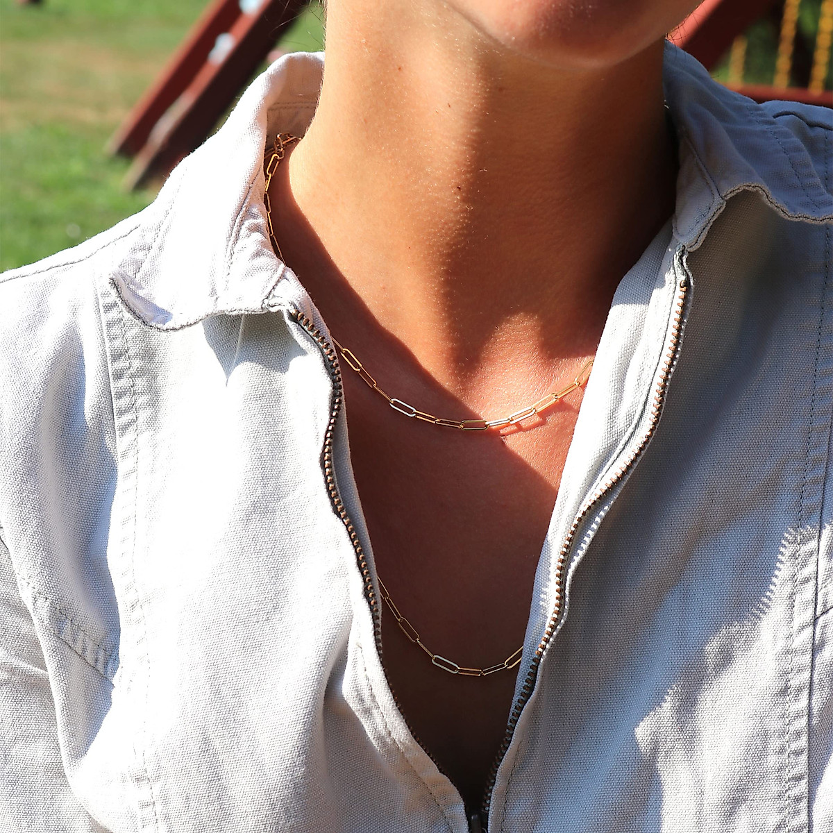 Au Naturale 10k White Gold Paperclip Link Chain Necklace (3 mm, 18 inch)