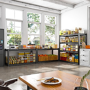 Raybee 40" Wide Storage Shelves Garage Shelving, 2 Pack, Heavy Duty Shelving, Adjustable 4 Tier Metal Shelves for Warehouse, Pantry, Kitchen 40" W x19 D x57 H, Black